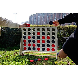 Juegoal 4 in a Row Giant Game Set, 1.5FT Height Classic Wooden Connect Game, Line Up 4 Games with Carrying Case, Yard Lawn Outdoor Game for Kids Adults Family