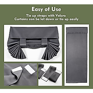 PI Blackout French Door Curtain,Privacy Thermal Insulated Window Curtain with Velcro for Glass Door/Front Door/Sliding Door/Patio Door 1 Panel(W26XL68,Dark Grey)