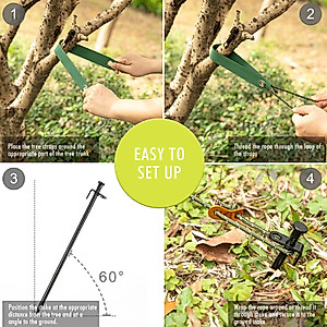 Heavy Duty Tree Stake Kits, 11.8 Inch Steel Tree Stakes and Supports for Young Tree Anti Strong Wind, Leaning Tree Anchor Straightening Kit with 3 PCS Steel Stakes, 13.12 Feet Rope and Tree Straps