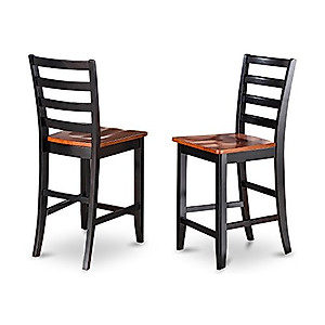 East West Furniture PBFA3-BLK-W 3 Piece Counter Height Dining Set for Small Spaces Contains a Square Dining Room Table and 2 Wooden Seat Chairs, 36x36 Inch, Black & Cherry