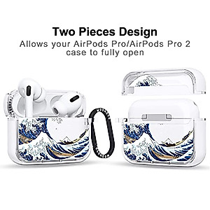 MOSNOVO Airpods Pro 2 Case, Apple Airpods Pro 2 Case, Tokyo Wave Clear Case Design with Luxe Metal Ring Shockproof Protective Cover Case for Airpods Pro Generation