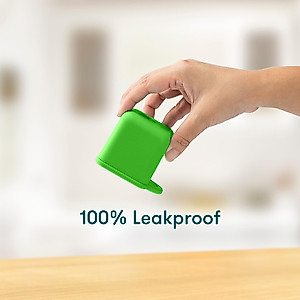 Omie OmieBox (2 pack) Leakproof Dips Containers To Go, Salad Dressing Container, Condiment Container with Lids - Food Safe Silicone - 4 ounces (Sea Blue/Green)