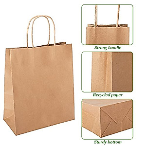 TOMNK 40pcs Brown Paper Bags with Handles Mixed Size Kraft Paper Bags, Gift Bags Bulk for Gifts, Shopping, Packaging, Merchandise, Grocery and Craft (4 Sizes)