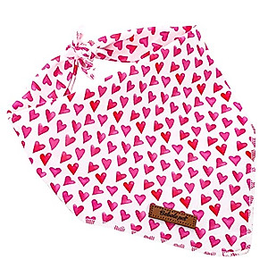 Babole Pet Valentine's Day Dog Bandanas, 1PC White Red Love Washable Square Dog Scarfs for Small Medium Large Dogs Adjustable Dogs Bib Scarfs for Girl and Boy(S)
