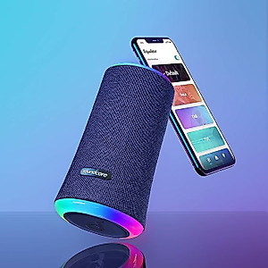 Anker Soundcore Flare 2 Bluetooth Speaker, with IPX7 Waterproof Protection and 360° Sound for Backyard and Beach Party, 20W Wireless Speaker with PartyCast,12-Hour Playtime, Blue (Renewed)