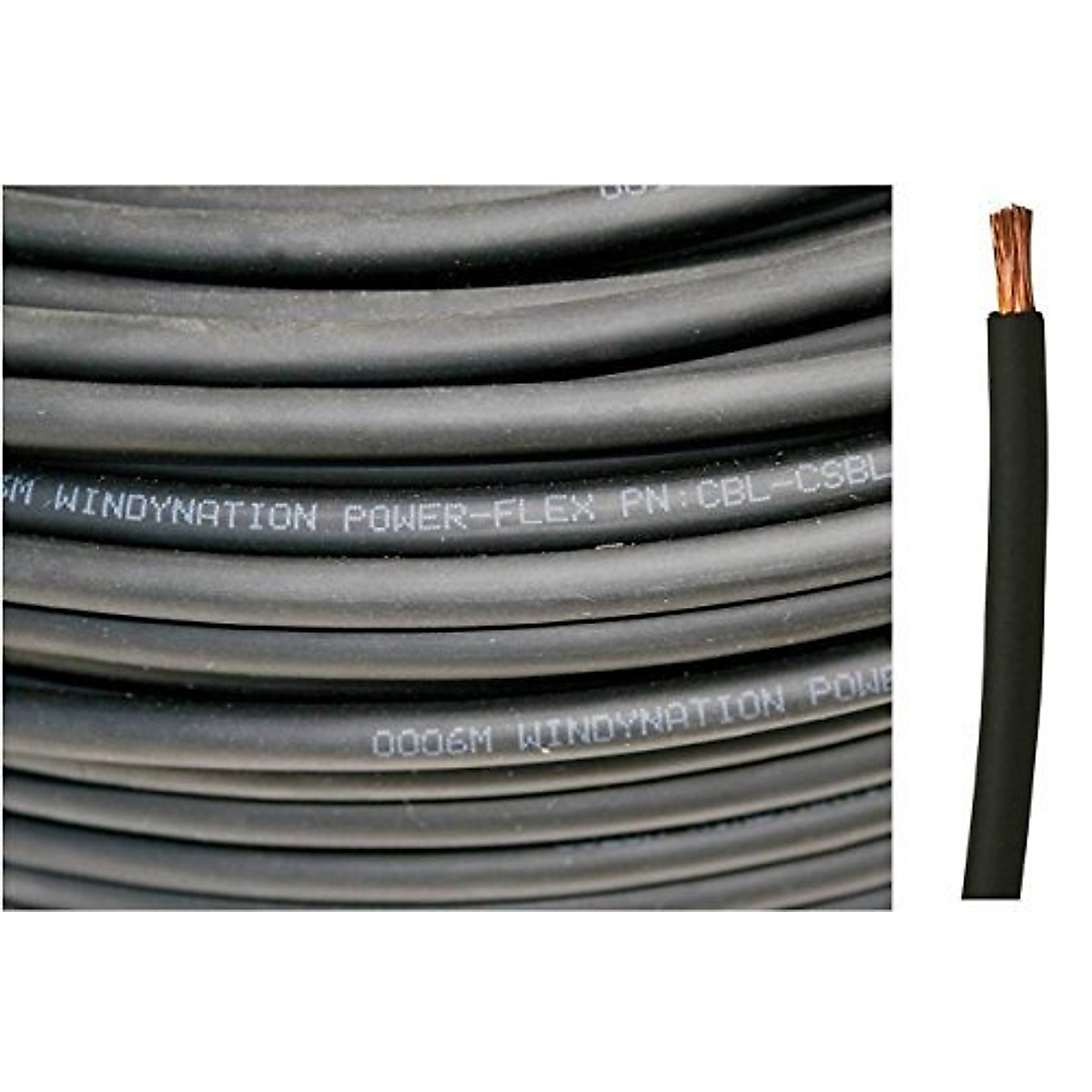 WindyNation 2 AWG 2 Gauge 100 Feet (100 ft) Black Welding & Battery Cable PURE Copper Flexible Wire - Car, RV, Inverter, Solar, Battery by WindyNation