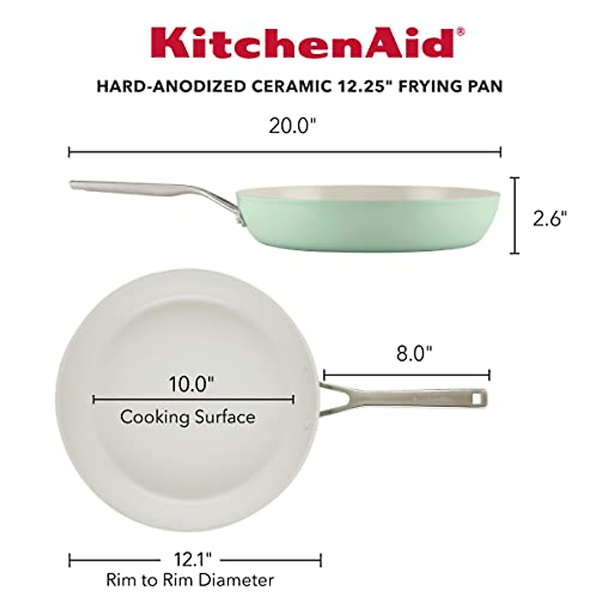 KitchenAid Hard Anodized Ceramic Nonstick Frying Pan/Skillet, 12.25 Inch, Pistachio
