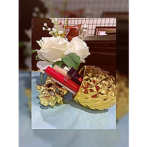 WONTHAI Pineapple Shaped Ceramic Jar - Cookie Candy Storage- for Home Bathroom or Office Table Decor- Gold