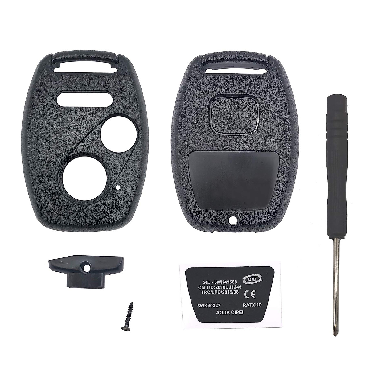 Arruweer NO Cut Replacement Key Fob Shell Case Fit for Honda Accord Crosstour Civic Odyssey CR-V CR-Z Fit Keyless Entry Remote Car Key Fob Cover (Only Casing) (2+1 Button)