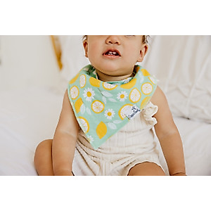 Copper Pearl Baby Bandana Bibs - 4 Pack Soft Cotton Baby Bibs for Drooling and Teething, Absorbent Drool Bibs for Baby Girl and Boy, Adjustable to Fit Newborns to Toddlers, Tons of Styles (Lemon)