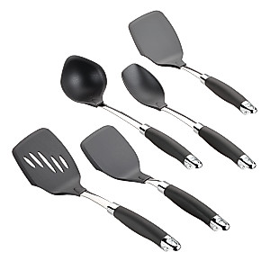 Anolon SureGrip Gadgets Nonstick Utensil Kitchen Cooking Tools Set, 5 Piece, Graphite
