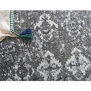 Unique Loom Rosso Collection Vintage, Traditional, Bohemian, Geometric, Distressed, Southwestern Area Rug, 8' 0" x 8' 0", Gray/Ivory