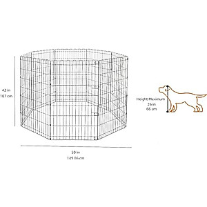 Amazon Basics Foldable Octagonal Metal Exercise Pet Play Pen for Dogs, Fence Pen, No Door, Large, 60 x 60 x 42 Inches, Black