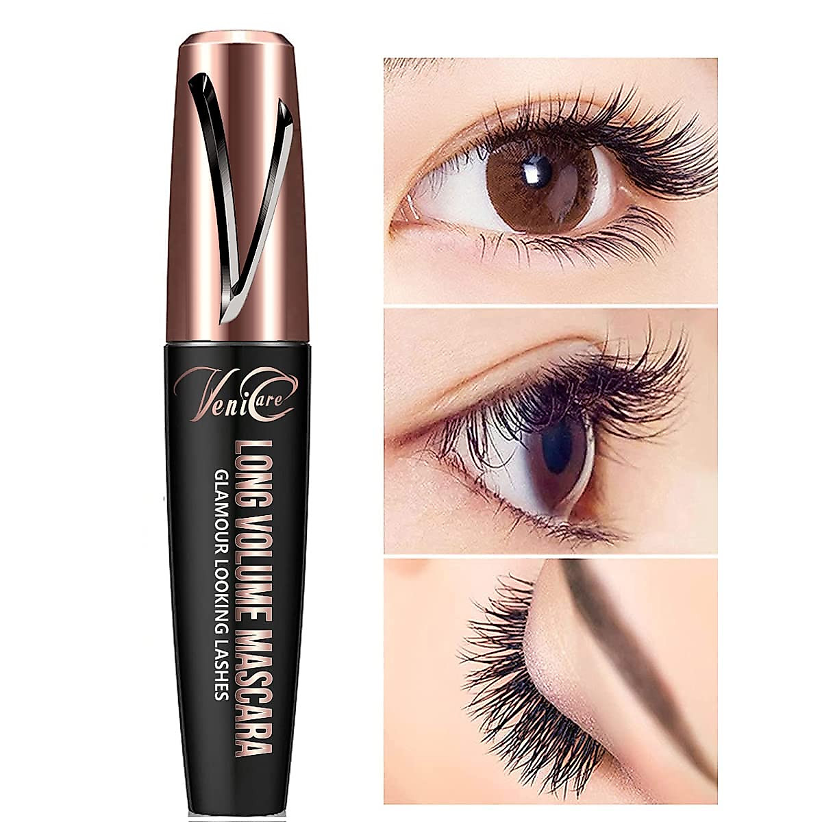 Venicare 4D Silk Fiber Lash Mascara, Lengthening and Thick, Volume, Long Lasting, Smudge-Proof, All Day Full, Long, Thick, Smudge-Proof Eyelashes 2 Pack