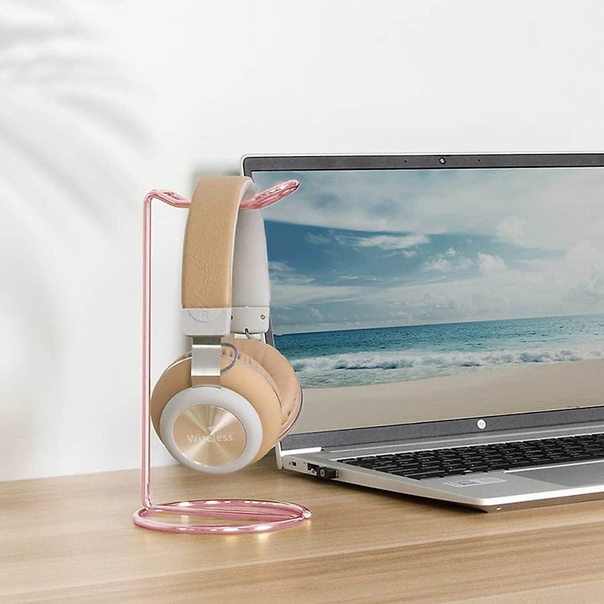 ARFUKA Headphone Stand Headset Holder Headset Stand Stainless Steel Earphone Hanger Gaming Headphone Holder for Headphone Earphone Desk Home Office Headset (Rosegold)