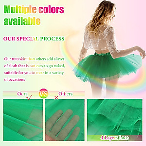 3 Pcs Adult Tutu Skirt 3 Layered Tulle Adult Tutu Elastic Tutu Women Multicolor Costume Tutu for Lady Ballet Halloween (Grass Green, Rose Red, Black)