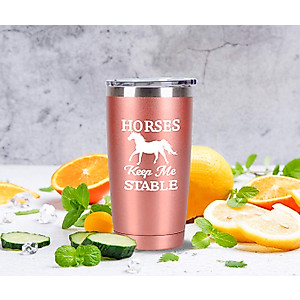 Horse Gifts For Women, Horses Keep Me Stable Travel Tumbler, Funny Birthday Christmas Gifts for Horse Lovers Equestrian Cowgirls Mom Friends Aunt Sister, 20 Oz Insulated Stainless Steel Tumbler