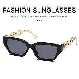 MASDUN Square Sunglasses for Women Men trendy Trendy Sunnies Black White Drive Fashion UV Protection (Black/Black)