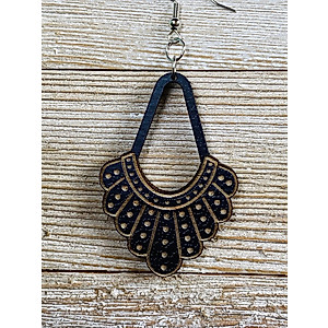 RBG Ruth Bader Ginsburg Dissent Collar Earrings from Black Stained Maple Wood