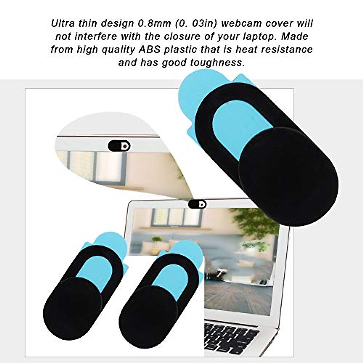 Vingvo 0.8Mm Webcam Cover, Web Camera Cover, Abs Webcam Cover Easy And Simple Installation For Smartphones Tablets(6 Pieces)