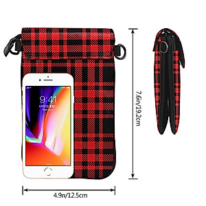 Aiyoolee Luxury PU Leather Phone Bags, Soft Small Crossbody Shoulder Bag for Women Girl, Roomy Cell Phone Wallet Lightweight Card Holder Bag Tartan Plaid Red