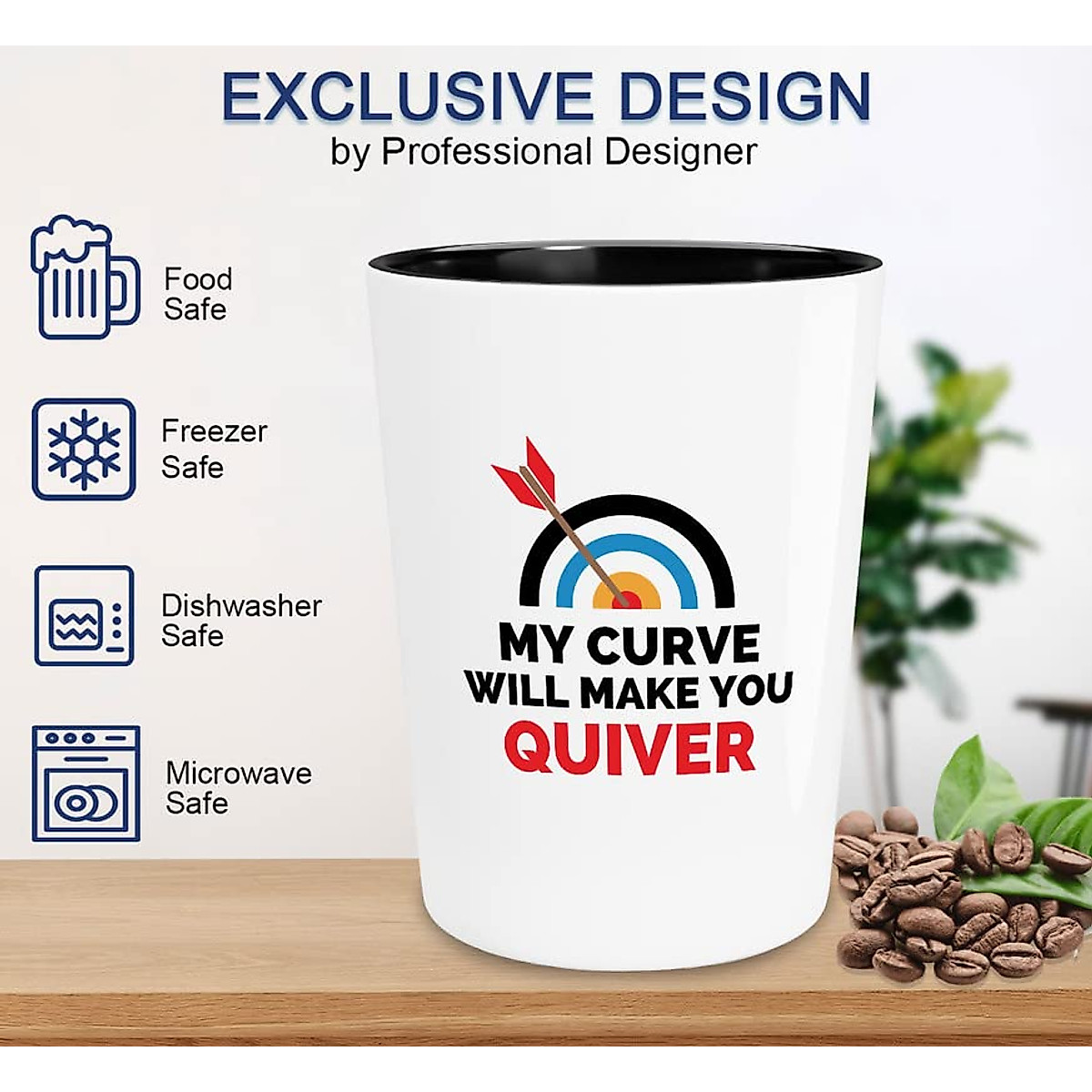 Archery Shot Glass 1.5oz - My curves willmake you - Archery Shot Trainer Crossbow Bow Hunting Arrow