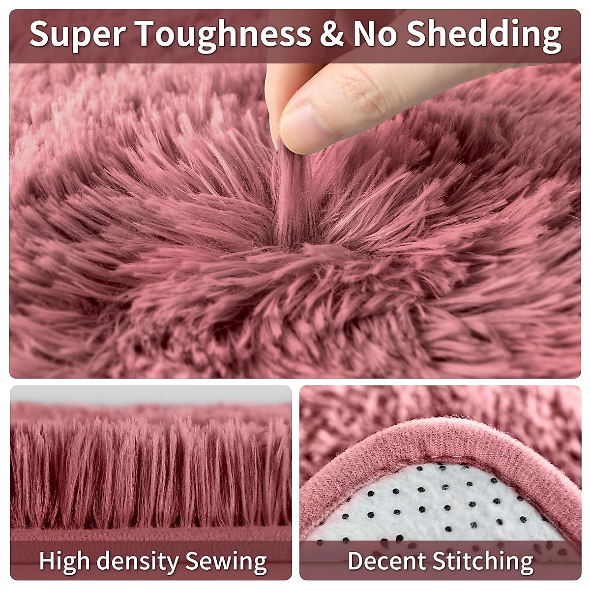 Merelax Soft Modern Indoor Large Shaggy Rug for Livingroom Bedroom Dorm Kids Room Home Decorative, Non-Slip Plush Fluffy Furry Fur Area Rugs Comfy Nursery Accent Floor Carpet 8x10 Feet, Blush