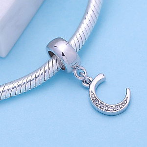 SOUKISS Letter C Charm Sterling Silver 925 Initial A-z Alphabet Beads Name Charm for Bracelet Charms