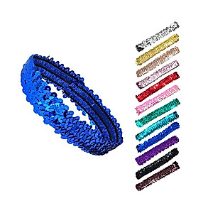 WEBGGER 12 Pack Sequin Headbands Elastic Stretch Sparkly Fashion Headband for Teens Girls Women Hairband Sport Head Band Party Favors Muticolored