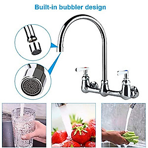 COOLWEST 8 inch Gooseneck Swivel Spout Replcement for Commercial Kitchen Sink Faucet, 2.2GPM Swing Nozzle Spout Parts Chrome Finish