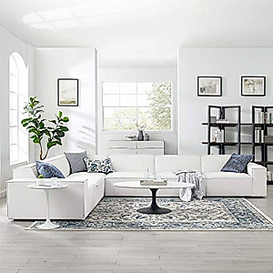 Modway Restore 6-Piece Upholstered Sectional Sofa in White