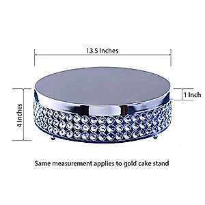 BalsaCircle 4-Inch Tall x 13.5-Inch Wide Gold Beaded Round Cake Stand - Wedding Birthday Party Display Dessert Riser Pedestal Cen