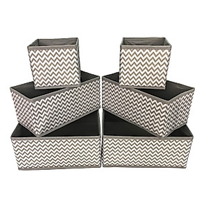 Sodynee Foldable Cloth Storage Box Closet Dresser Drawer Organizer Cube Basket Bins Containers Divider with Drawers for Underwear, Bras, Socks, Ties, Scarves, 6 Pack, Stripe