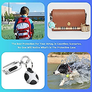 AirTag Holder, Waterproof Airtag Keychain 2 Pack, All-Around Protective Air Tag Case for Dog Cat Collar, Kids, Pets