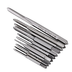 Mini Metric HSS Thread Tap Set, M1 M1.2 M1.4 M1.6 M1.7 M1.8 M2 M2.5 M3 M3.5 Drill Tap Bit, 10pcs Machine Hand Threading Tool for Wood, Plastic, Metal