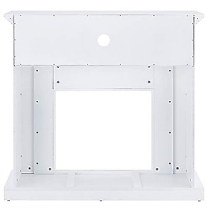 SEI Furniture Nobleman Mother of Pearl Tiled Electric Hidden Media Shelf Fireplace, White