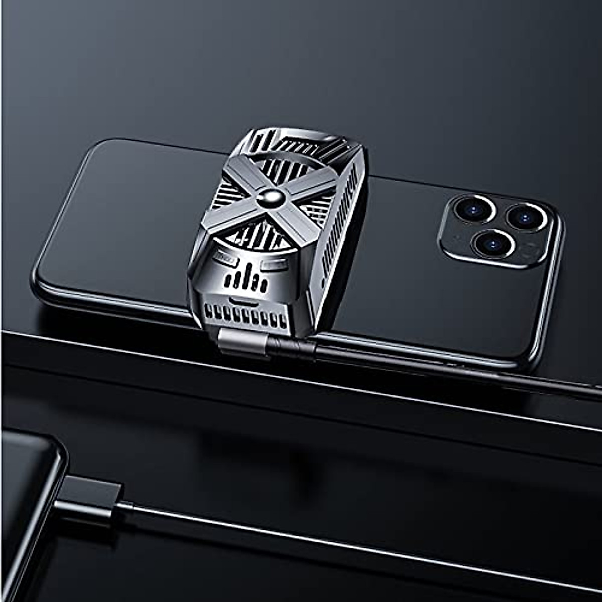 DIAOD Mobile Phone Cooling Artifact Radiator Gaming Universal Phone Adjustable Portable Fan Holder Heat Sink (Color : Silver)