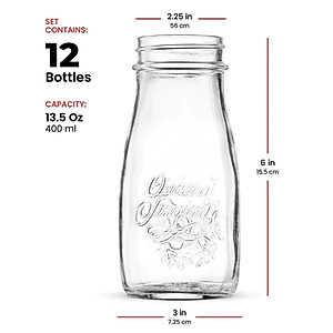 Bormioli Rocco Quattro Stagioni, Set Of 12, Glass Canning Mason Jars And Drinking Bottles, 13.5 Oz. With Gold Metal Airtight Lids, Made In Italy.