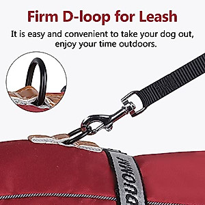 ISPET Warm Dog Coats for Large Dogs Winter Waterproof Reflective Dog Cold Weather Jacket Dog Snowsuit with Adjustable Drawstring Buckle Turtleneck Dog Vest Pet Clothes with D Ring