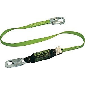 Miller 6' Green Single Leg BackBiter Lanyard With SofStop Shock Absorber With 1 Locking Snap Hook And 1 Miller 5K Locking Snap Hook