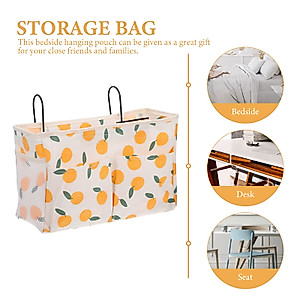 ARTIBETTER Fruit Hanging Basket Orange Bedside Cotton Linen Hanging Storage Bag Bed Storage Pocket Organizer Pouch Diaper Stacker for Bed Crib Craddle Baby Clothes Organizer Storage Bed Frame
