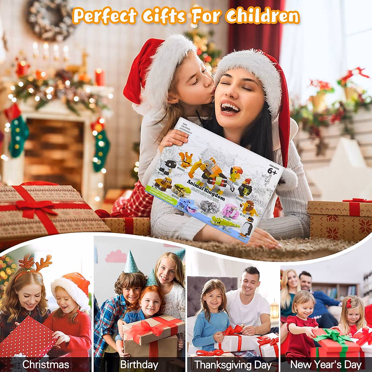 JOYPRO 12 Animals Building Blocks Valentines Gifts Exchange Party Favors for Kids