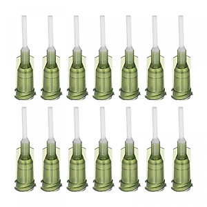 uxcell 50 Pcs 14G Plastic Dispensing Needles, 1/2" PP Glue Needle Tube Blunt Luer Lock Tips with PP Flexible Needle for Liquid Glue Gun, Olive
