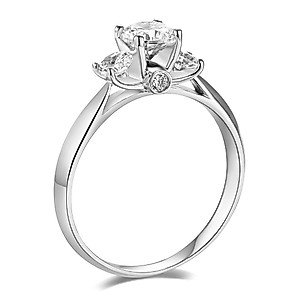 The World Jewelry Center .925 Sterling Silver Rhodium Plated Wedding Engagement Ring - Size 8