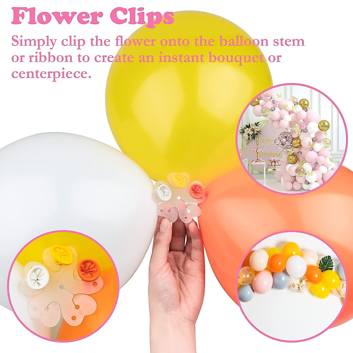 Balloon Arch Kit Balloon Garland Decorating Strip Kit, Balloon Tape Strips Double Hole with Dot Glue Point Stickers, Balloon Flower Clip, Balloon Tying Tool, Suitable for Party Birthday Wedding