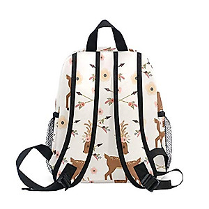 Kids Backpack Deer With Flower Arrows Preschool Bag for Toddler Boy Girls Schoolbag One Size