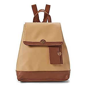 Tommy Hilfiger Gretta II Flap Backpack with Hangoff Saffiano PVC Tannin One Size