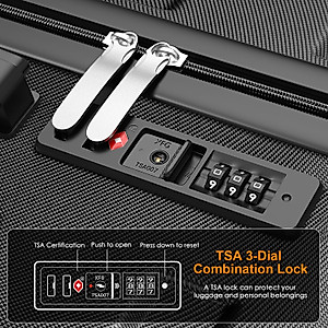 YEMENREN Luggage Sets Hardside Lightweight Suitcase with Spinner Wheels TSA Lock, 3-Piece Set (20/24/28), Black