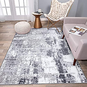 Rugshop Contemporary Abstract Distressed Area Rug 7'10" x 10' Gray