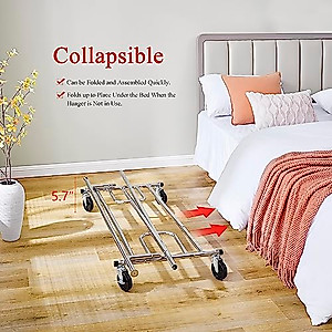 Tajsoon Heavy Duty Clothes Rack,Foldable Garment Rack,Freestanding Commercial Clothing Rack,Adjustable Rolling Clothes Organizer With Wheels And Bottom Storage Display Shelf,Metal,Stackable,Chrome…